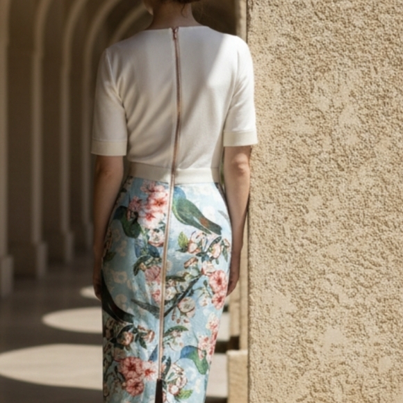 Ted Baker | Dresses | Ted Baker White And Floral Pencil Dress | Poshmark